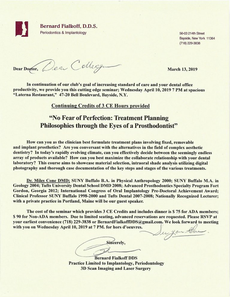 Study Club Invitations - Dr. Bernard Fialkoff