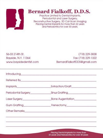 Referral Form - Dr. Bernard Fialkoff